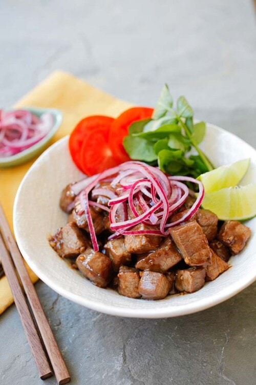 Shaking Beef - Vietnamese Bo Luc Lac - Rasa Malaysia