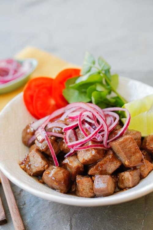Shaking Beef - Vietnamese Bo Luc Lac - Rasa Malaysia