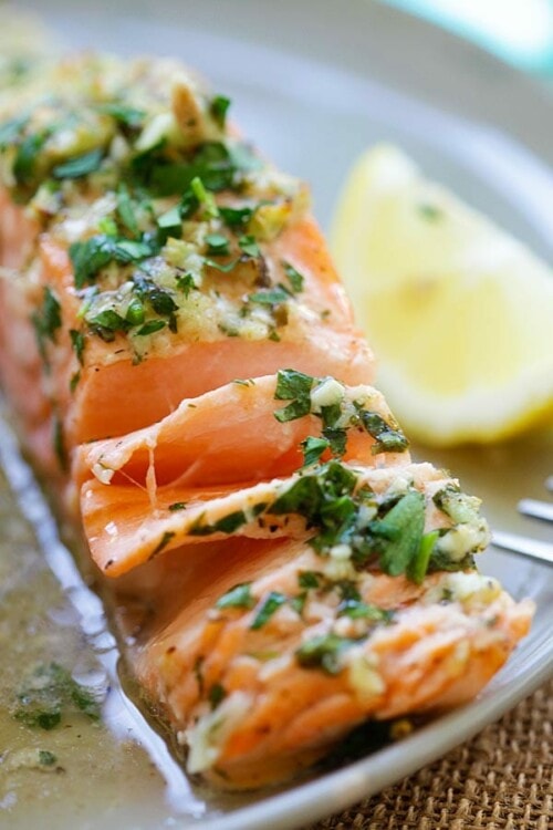 Garlic Herb Roasted Salmon - Rasa Malaysia