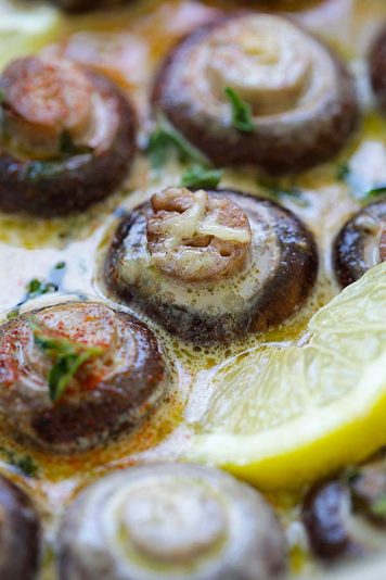 Creamy Lemon Parmesan Mushrooms - Rasa Malaysia