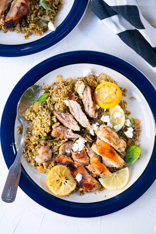One-Pan Greek Chicken And Rice - Rasa Malaysia